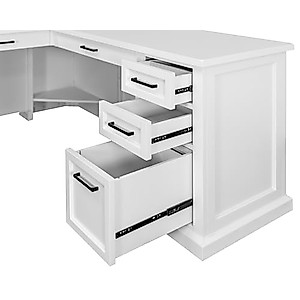 Modern Wood L-Desk & Return Writing Table & Return Office White