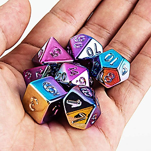 NUOBESTY 7pcs Polyhedral Dice Set Tabletop Roleplaying RPG Gaming Novelty Accessories for Role Playing Game Math Teaching