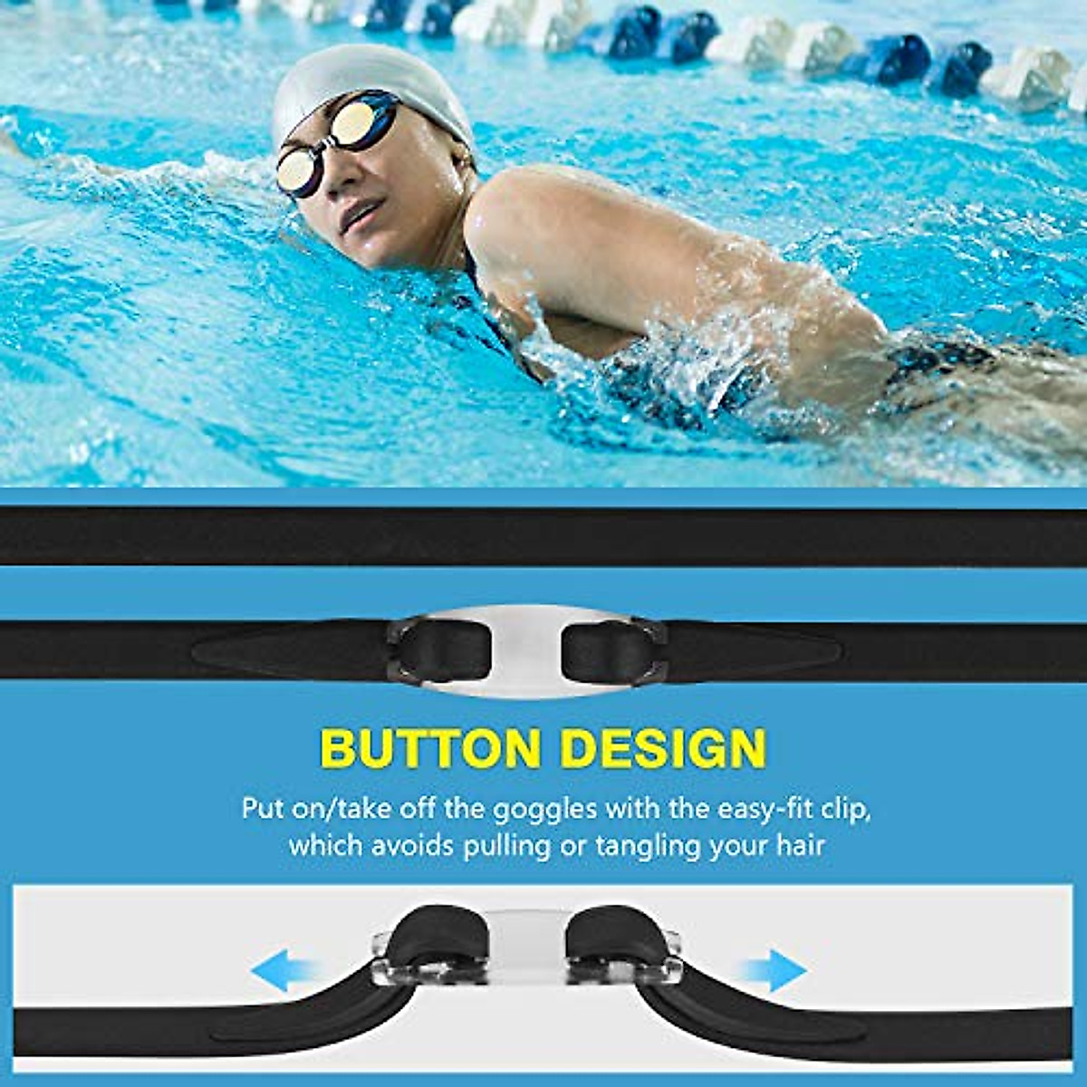 Portzon dynamics Swim Goggles , Anti Fog Clear No Leaking Flexible|UV Protection Swimming Goggles for Adult Men Women