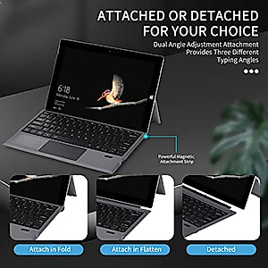Bluetooth 5.0 Wireless Keyboard with Touchpad for Microsoft Surface Pro 4/5/6/7/7+ Portable Tablet Flip Stand Built in Battery Type C Charging Keyboard