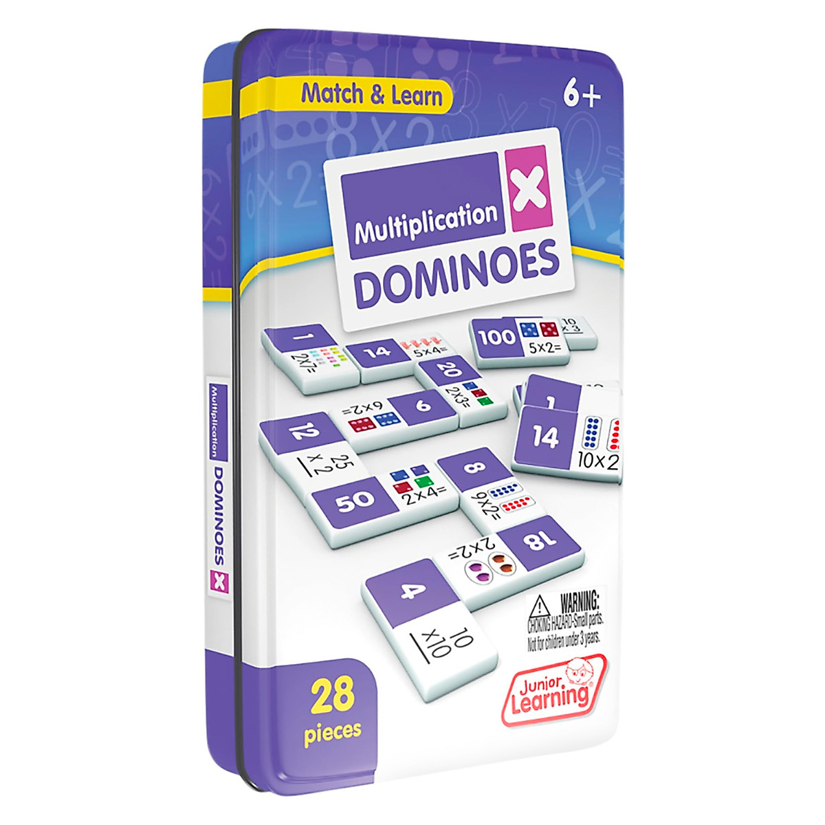 Junior Learning Multiplication Dominoes Game Set, 28 Pieces, Ages 7-9, Math Skills, Grade 2-3