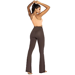 Sunzel Flare Leggings, Crossover Yoga Pants for Women with Tummy Control, High-Waisted and Wide Leg Seal Brown