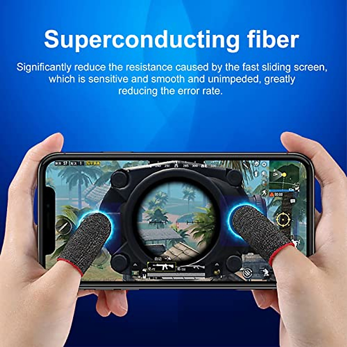 Gaweb Gaming Finger Covers Sweat Proof Breathable 0.98MM Thin Mobile Game Controller Fingertips Sleeves Thumb Gloves Blue A