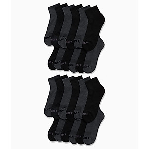 AND1 Men's Socks - Athletic Cushion Quarter Cut Socks (24 Pack), Size 6-12.5, BlackGrey