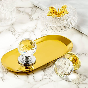 Stargallery Round Crystal Self Stick Knobs 1-3/5 Inch 40mm Diameter Crystal Knobs Cabinet Knobs Replacement Knob with Adhesive for Cabinet Mirror Cupboard Window Glass Sliding Door Drawer (2, Sliver)