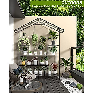 Spampur Metal Plant Stand Indoor Outdoor, Plant Shelf, 16 Potted Tall Plant Stands for Indoor Plants Multiple, Large Flower Pots Corner Plant Holder, 4 Tiered Ladder Planter Display Rack Garden Patio