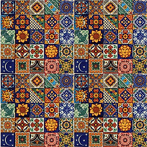 100 Hand Painted Talavera Mexican Tiles 2"x2" Spanish Mediterranean Decor