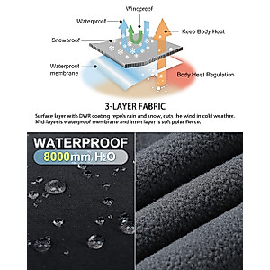 33,000ft Men's Winter Snow Ski Fleece Lined Pants Warm Waterproof Softshell Insulated for Snowboard Outdoor Work Hiking