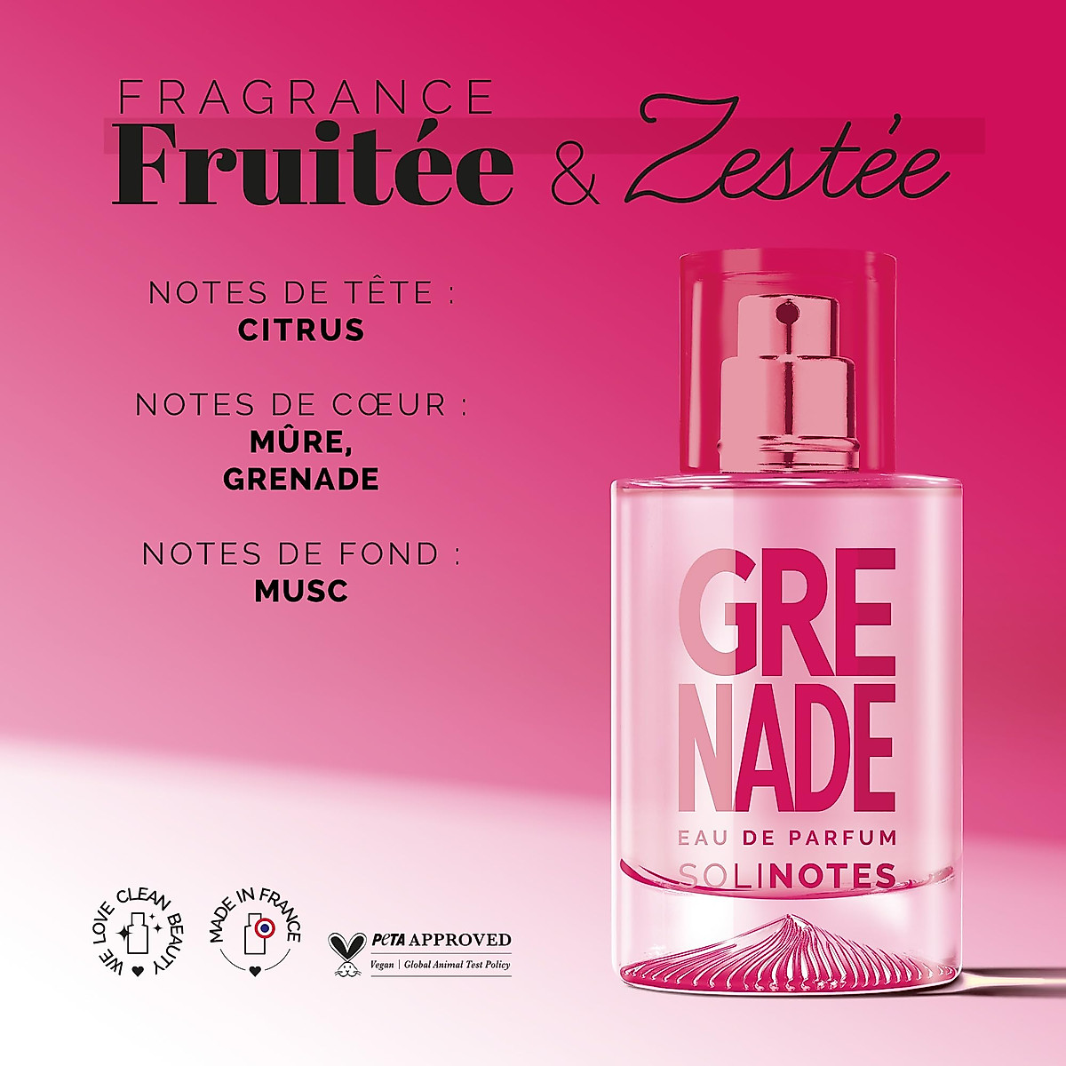 SOLINOTES Pomegranate Perfume for Women - Eau De Parfum | Delicate Floral and Soothing Scent - Made in France - Vegan - 1.7 fl.oz