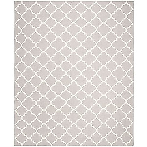 SAFAVIEH Dhurries Collection 8' x 10' Grey/Ivory DHU554G Handmade Flatweave Premium Wool Area Rug