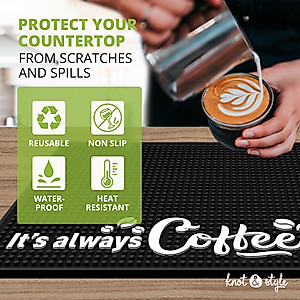 Premium Coffee Bar Mat (18"x12") - Absorbent Coffee Mat & Non-Slip Silicone - Perfect for Coffee Makers, Espresso Machines & Countertops - Stylish, Heavy-Duty & Easy-Clean Accessory for Cafes & Bars