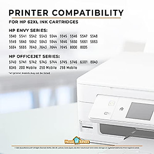 Houseoftoners Replacement for HP62XL HP 62XL Ink for HP Envy 5540 5640 5660 7644 7645 OfficeJet 5740 8040 OfficeJet 200 250 Series Printer (2B&1C, 3-Pack)