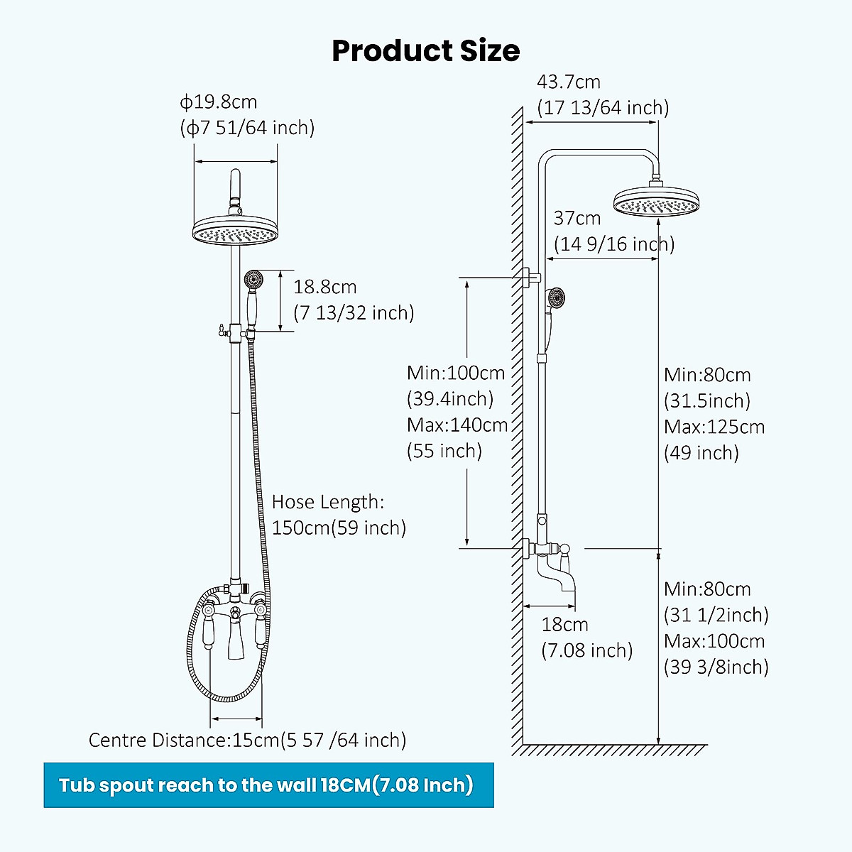 Oil Rubbed Bronze 8’’ Shower Faucet 2 Lever Handle Bathtub Spout 3 Function Bathroom Wall Mount Kitchen Faucet 8’’ Center 9’’ Spout Reach 2 Cross Handle Victorian Kitchen Sink Faucets