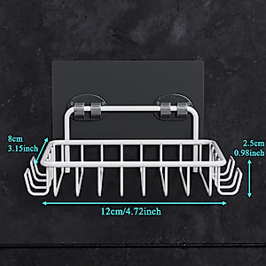 Nieifi Bar Soap Holder for Shower Wall with 4 Hooks, Stainless Steel Adhesive Soap Dish for Bathroom, White
