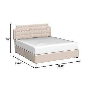 King Bed Frame with Storage and Adjustable Headboard, Bed Frame with 4 Drawers and Wooden Slats Support, No Box Spring Needed, Velvet, Beige