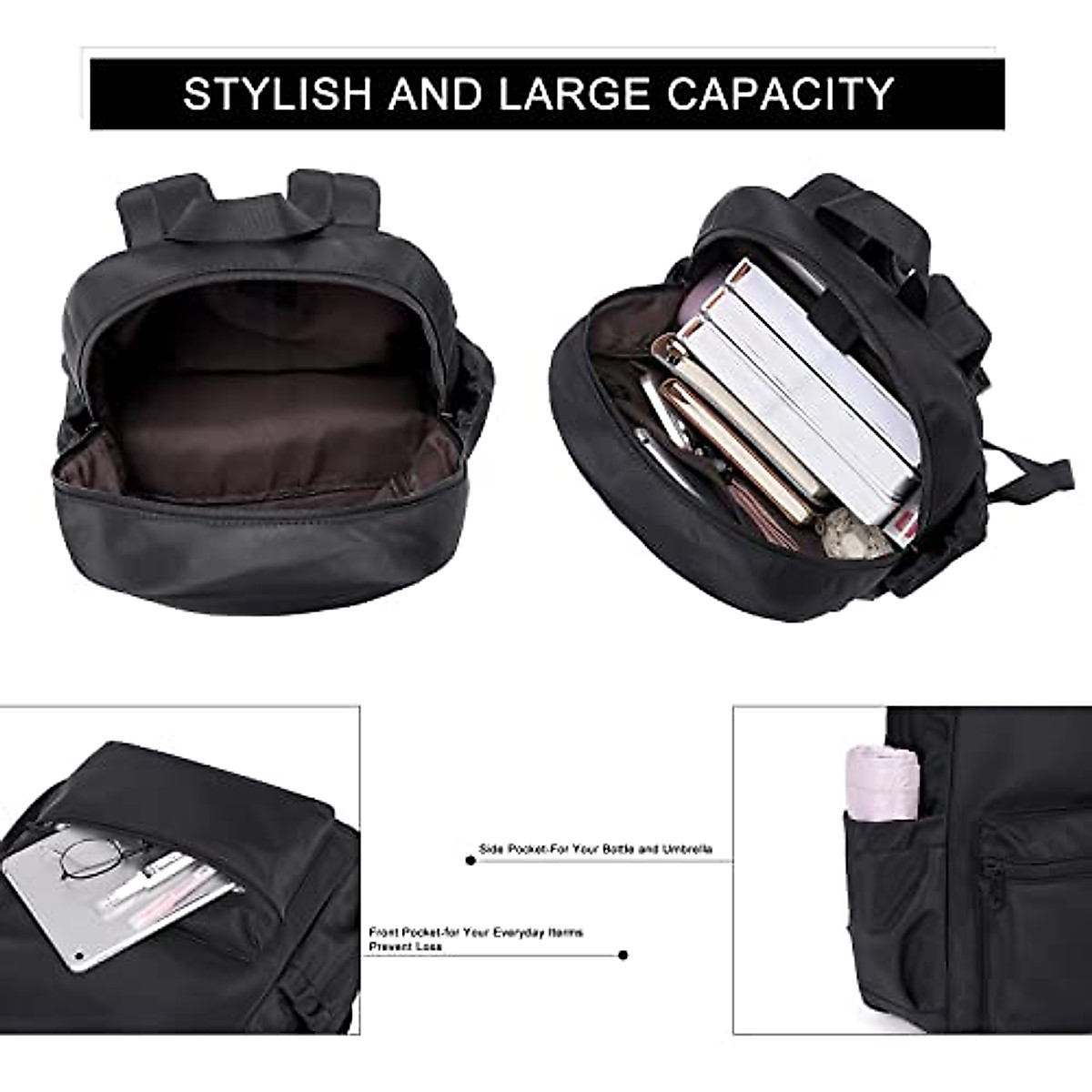 CLUCI Backpack for School Boys&Girls Classical Bookbag for Kids Elementary Preschool backpack for Travel Middle School Casual Daypack Large Waterproof Black