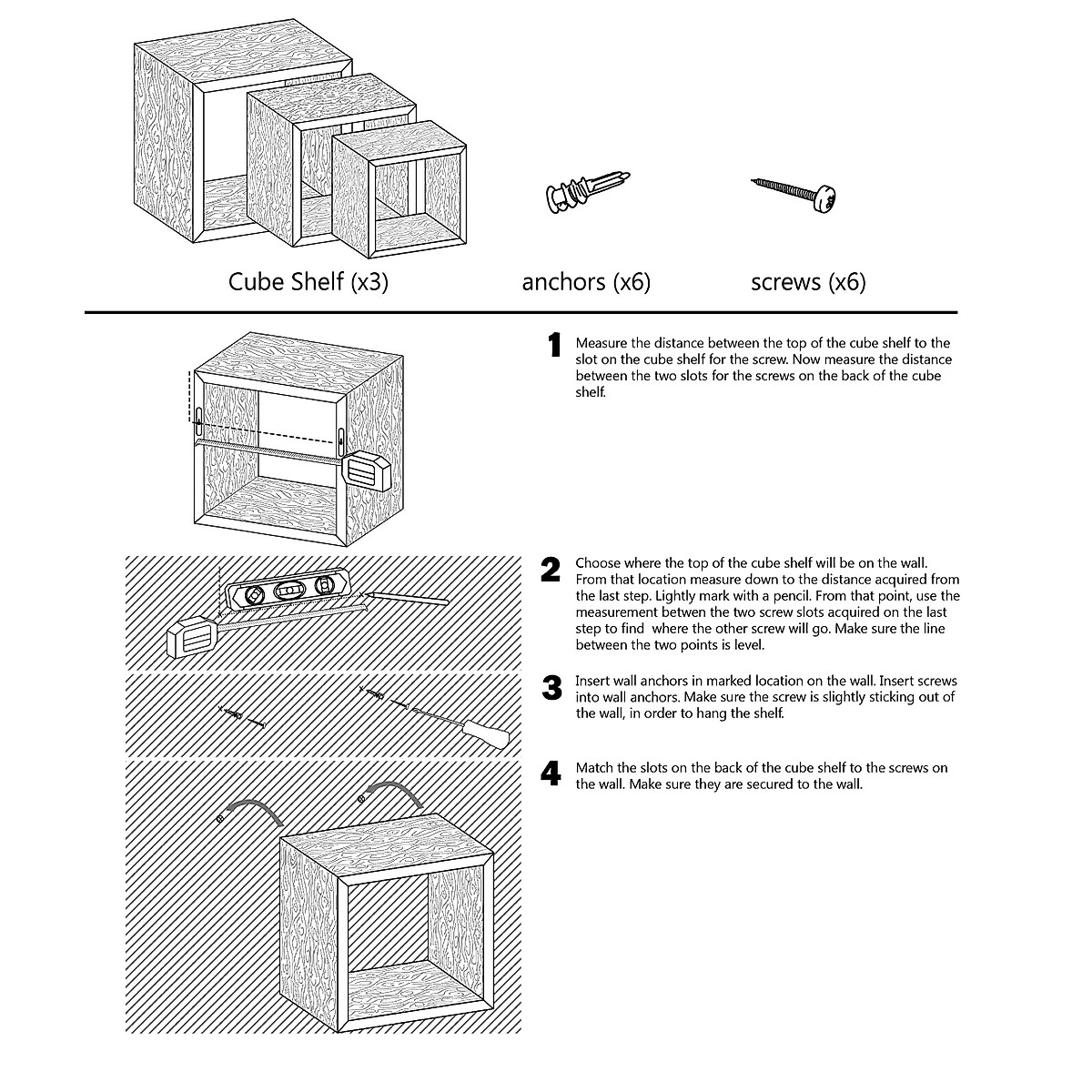 Wallniture Modern Nursery Room Decor Box Storage Floating Shelves White Set of 6