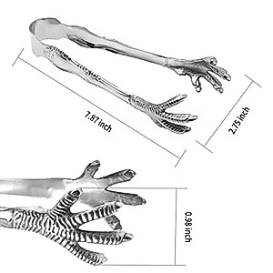 DUZFOREI 8" Ice Tongs, Stainless Steel Eagle Claw Shape Ice Tongs, Creative Gifts