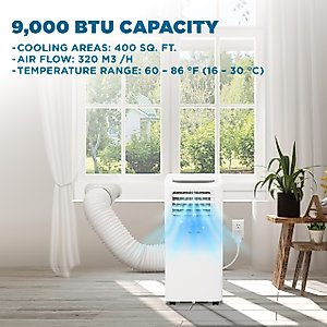 Ivation 9000 BTU Compact Portable Air Conditioner, Smallest AC Unit with Powerful Cooling, Multi-Speed Fan, Dehumidifier, Sleep Mode, Built-In Timer, Remote Control, Washable Filter, Wheels & Handle