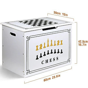 Pierybyt Wooden Storage Chest, White, 23.6" x 15" x 16.7"，Storage Chest With Safety Hinges，For Organize and Store Your Child's Toys ，Item Storage, Playroom Storage.