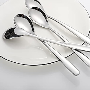 Soup Spoons Set of 6 Stainless Steel Round Spoons Asian Soup Spoon Long Handle Dinner Spoons for Kitchen Restaurant Home