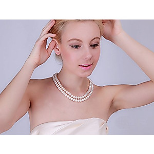 JYX Double-row 8mm Flatly-round Freshwater Cultured Pearl Necklace 22"