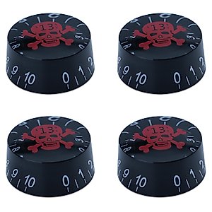 XIYANGJUAN Electric Guitar Knobs Skull Black Red Top Hat Knobs Speed Volume Tone Knob Vintage Pedal Control Knobs for LP Guitar Replacement