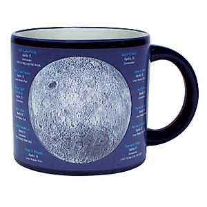 The Unemployed Philosophers Guild Heat Changing Moon Mug - Add Coffee and Names of Landing Sites Astronauts and More Appear