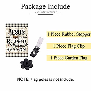 ORTIGIA Christmas Jesus is the Reason for the Season Garden Flag Vertical Double Sided 12x18inch Nativity Christmas Scene Story Yard Flag Winter Holiday Xmas Religion Outdoor Flag