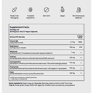 Ready To Dream Sleep & Calm Capsules w Time Release Melatonin, Magnesium, Ashwagandha, B6, Chamomile, and Botanicals | Non-Habit Forming | 60 Vegan Capsules