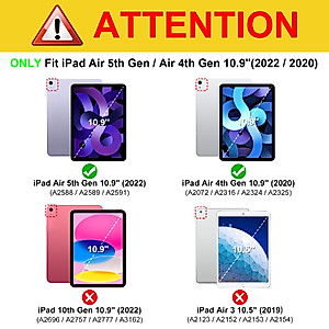 Fintie Case for iPad Air 5th Generation (2022) / iPad Air 4th Gen (2020) 10.9 Inch - [Tuatara Magic Ring] 360 Degree Rotating Grip Stand Shockproof Rugged Cover with Screen Protector, Lilac Purple