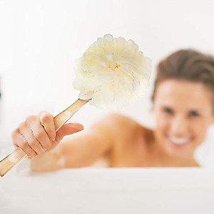 4 Pack Large Bath Puff Loofah Sponge With Long Handle Shower Loofah, Bath Body Back Brush, Spa Brush for Women and Men(4 Color)