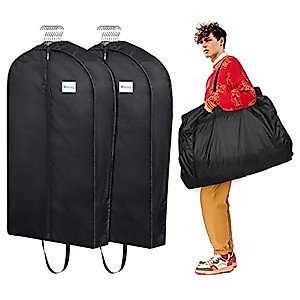 MISSLO Garment Bags for Travel Heavy Duty Moving Bags Large Capacity Hanging Clothes Bag for 20 Shirts Waterproof Fabric Suit Covers for Closet Storage 2 Packs, 43"