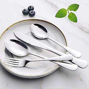 Wildone 30-Piece Silverware Flatware Cutlery Set, Stainless Steel Tableware Utensils Service for 6, Include Dinner Knives/Forks/Spoons, Mirror Polished, Dishwasher Safe