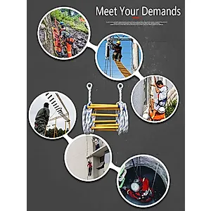 SUTON Emergency Fire Escape Ladder Flame Resistant Safety Rope Ladder with Hooks Fast to Deploy & Easy to Use Compact & Easy to Store Withstand Weight up to 2000 pounds (13ft)