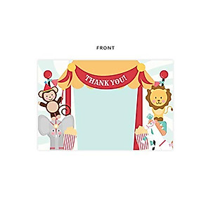Desert Cactus Circus Carnival Thank You Cards (25 Count) With Envelopes Bulk Birthday Party Bridal Blank Graduation Kids Children Boy Girl Baby Shower (25ct)