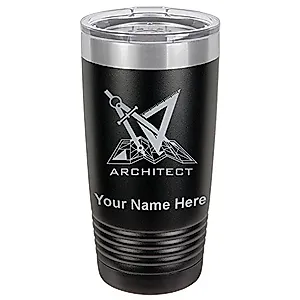 LaserGram 20oz Vacuum Insulated Tumbler Mug, Architect Symbol, Personalized Engraving Included (Black)