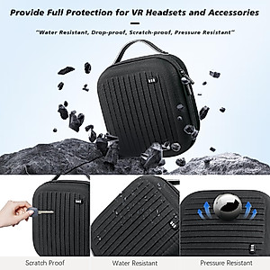 Krypthos Hard Carrying Case Compatible with Meta Quest 3S/Quest 3/Quest 2/Vision Pro, Portable VR Gaming Headset and Touch Controllers Case with Lens Protector, for Travel and Home Storage (Black)