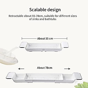 ZSEDP Bathroom Shelf Bathtub Tray Shower Caddy Bath Tub Rack Towel Holder Retractable Drainer Rack Storage Organize (Color : D, Size : As Shown)