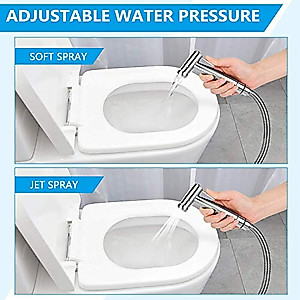 Handheld Bidet Sprayer for Toilet, Stainless Steel Bathroom Bidet Sprayer Set with Anti-Leaking Hose & 2 Water Pressure, Perfect for Feminine Wash, Cloth Diaper Cleaning, Baby Wash & Pets Shower