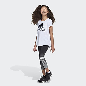adidas Girls' AEROREADY Innovation Graphic 7/8" Tights, Black, XL (16)