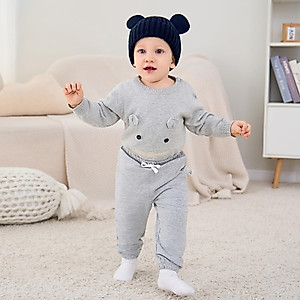 RUIKUNA Toddler Boy Winter Beanie Baby Knit Hat Warm Girl Beanies Newborn Cute Hats for Kids (3-8 Years, Navy)