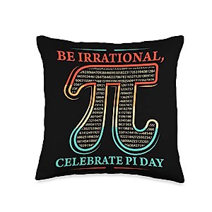 Funny Pi Day & Math Lover Geek Nerd Gifts Funny Math Symbol Be Irrational, Celebrate Pi Day Throw Pillow, 16x16, Multicolor
