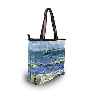 Women's Tote Shoulder Bag Monet Sailboat Sea Top Handle Bag Handbag