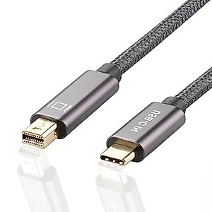 USB C to Mini DisplayPort Cable, Thunderbolt 3 Cable to USB C Cable [NOT Thunderbolt 2] for MacBook Pro/Air 2020-2016, Surface Book2, Galaxy S21/9/10/20