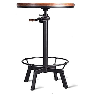 FUBIRUO 3 Piece Industrial Adjustable Bar Table Set, Kitchen Counter Height Dining Table with 2 Stools,Machinist Bar Table and Chairs Set, Bar Height Bistro Table and Swivel Pub Stools Pub Table Set