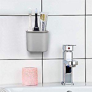 MINALCE Toothbrush Holder Hole Free Wall Mounted Toothpaste Remote Control Storage Organizer for Bathroom Livingroom