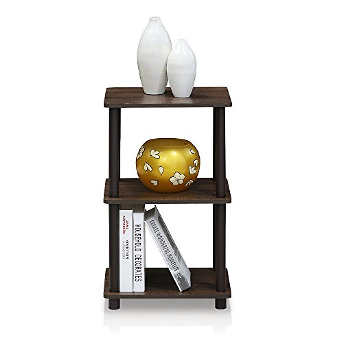 FURINNO Turn-N-Tube 2 Space Shelf, Walnut/Brown