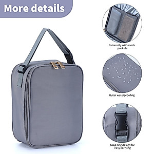 AURAUS Breast Milk Cooler Bag with Ice Packs Fits 2 Baby Bottles Up to 9 Ounce Suitable for Nursing Mom Daycare (Grey)