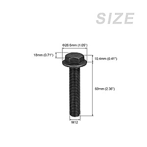 METALLIXITY Flanged Hex Head Bolts (M12x60mm) 3pcs, Hexagon Serrated Flange Bolt Fully Thread Screw - for House Construction Hardware Fasteners
